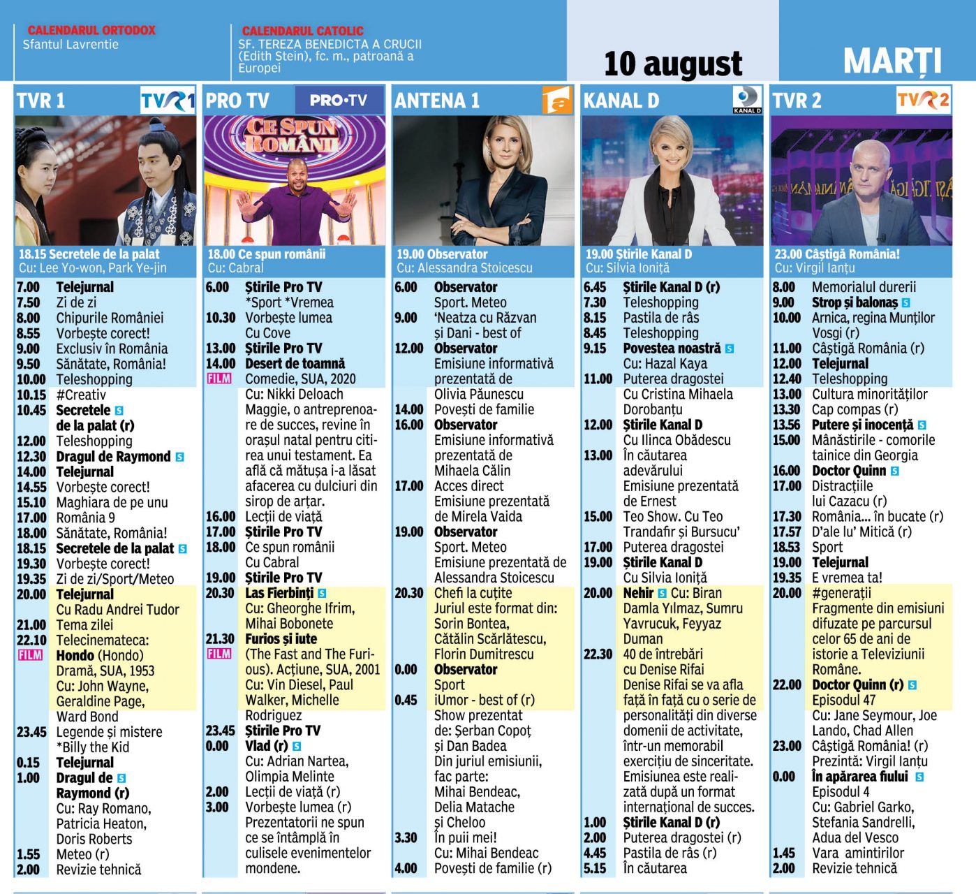 Programe TV pentru azi, marți, 10 august 2021 - TVmania.ro